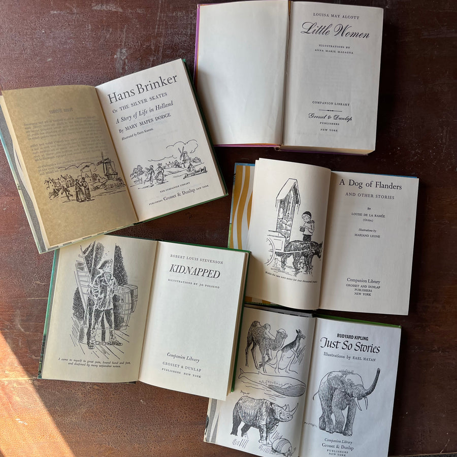 Companion Library 5 Book Set - 1950's Children's Books - Log Cabin Vintage