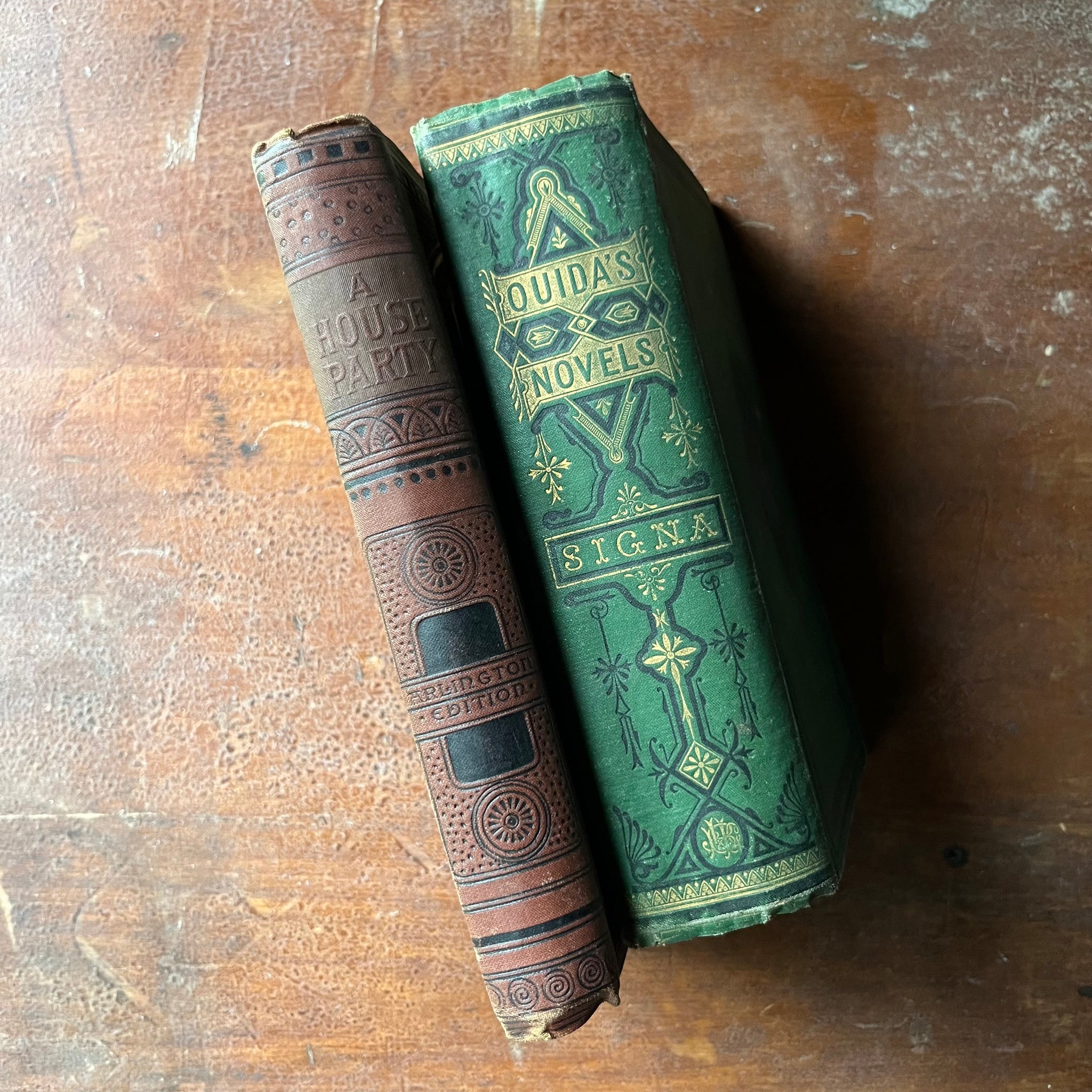 Pair of Antique Books Written by Ouida: A House Party and Signa - Log ...