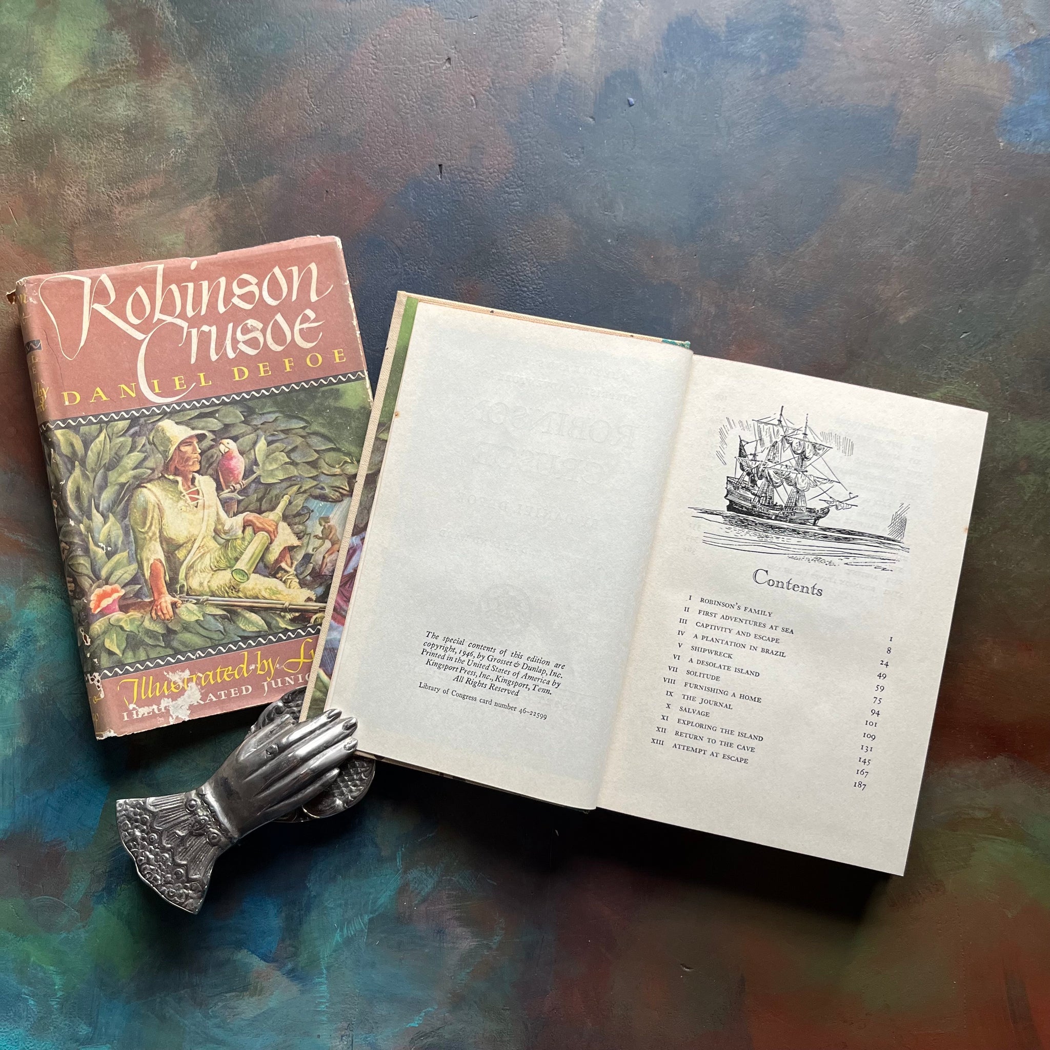 Robinson Crusoe by Daniel Defoe - a 1946 Illustrated Junior Library Ed ...