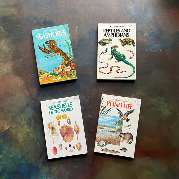 Set of 4 Golden Guide Nature Pocket Guides: Pond Life, Seashells of th ...