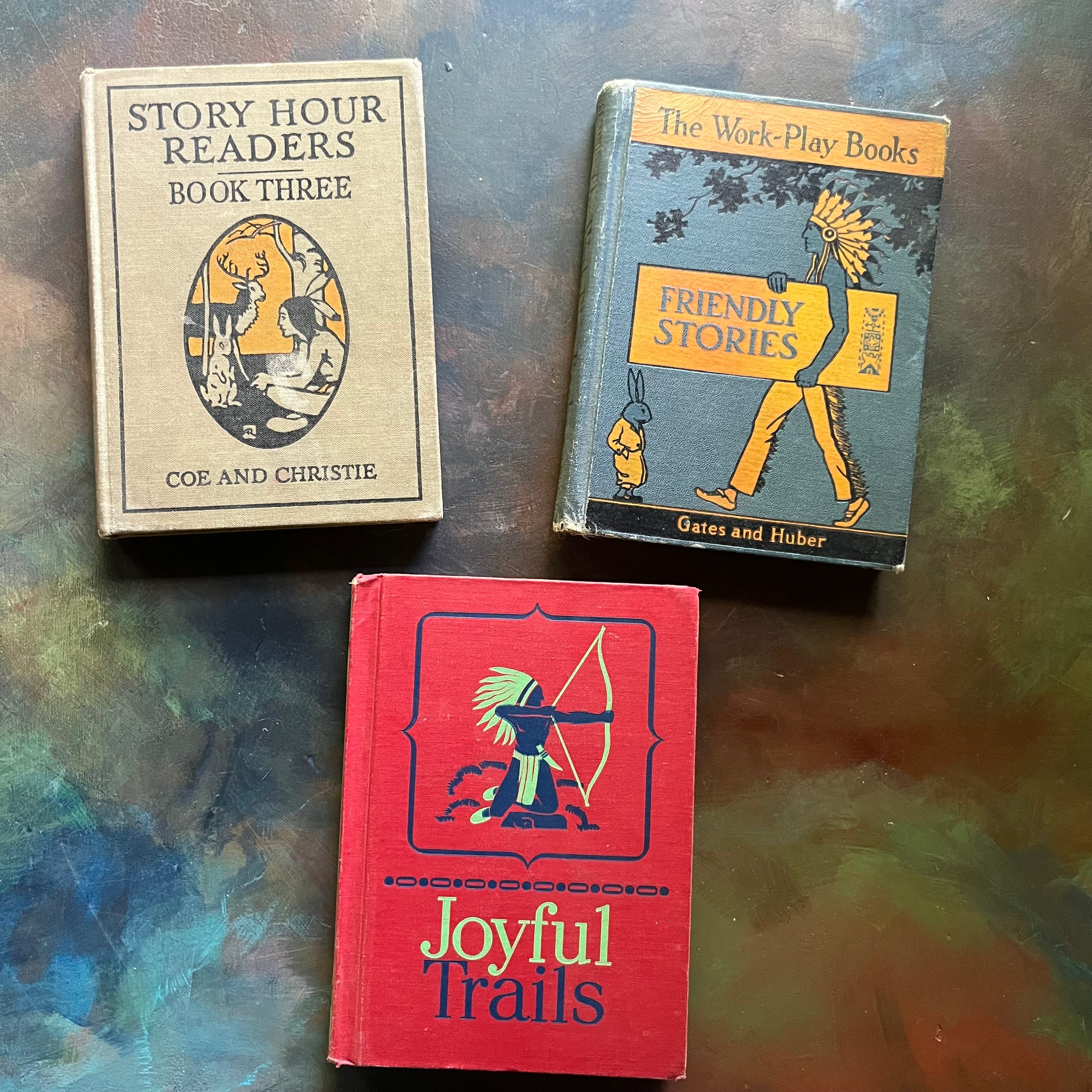 Vintage schoolbooks teaching English & Reading - Log Cabin Vintage
