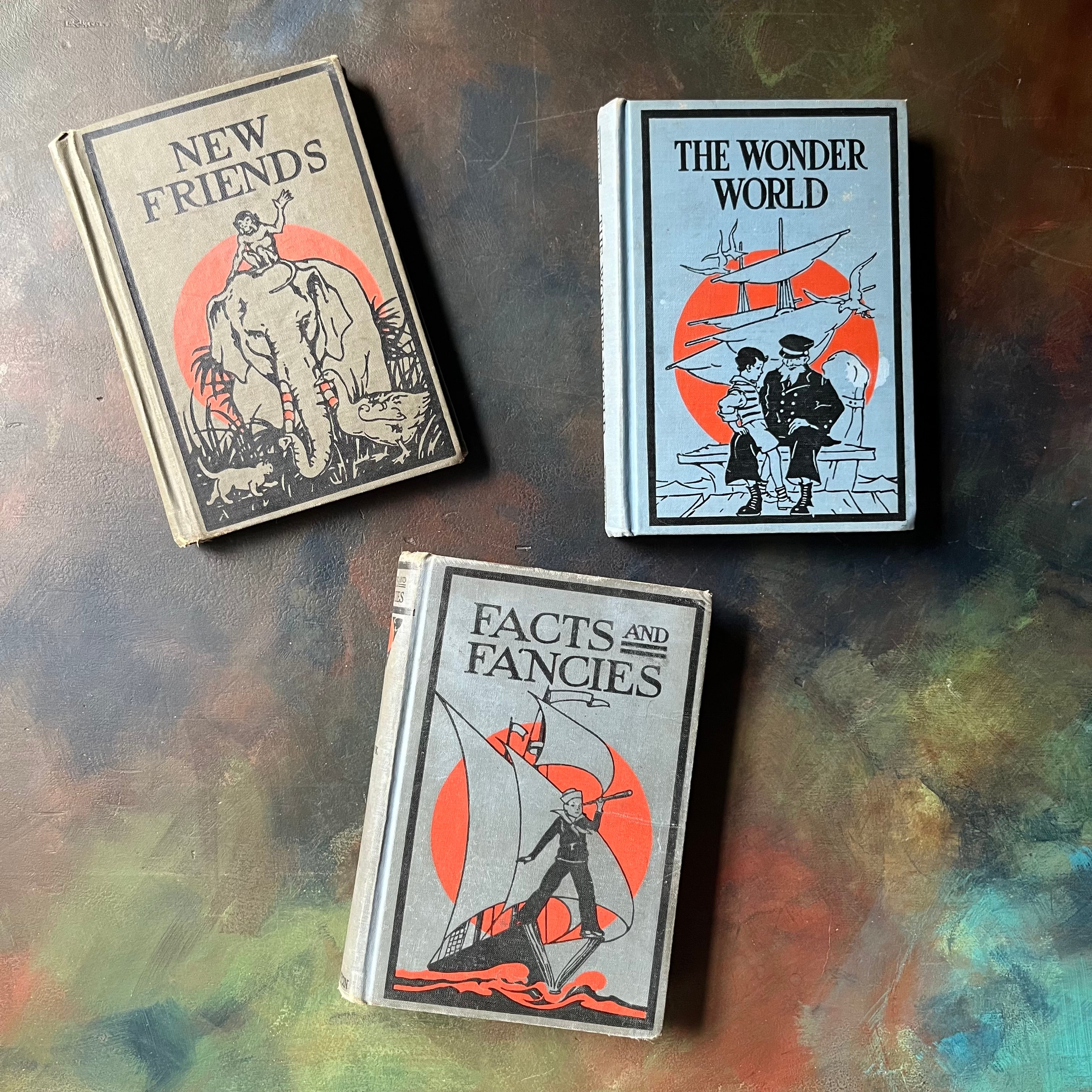 Vintage schoolbooks teaching English & Reading - Log Cabin Vintage