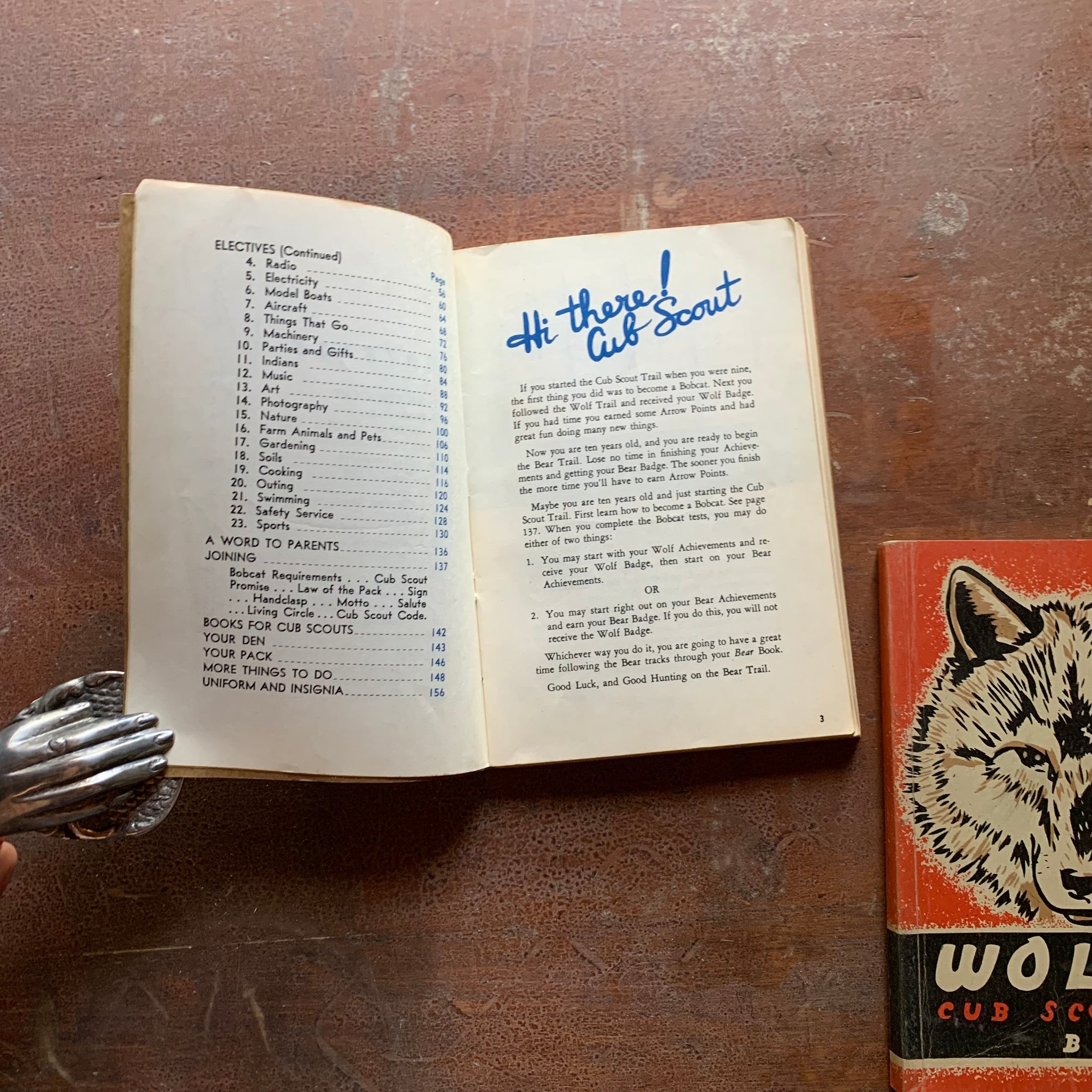 Pair of Boy Scouts of America Handbooks - Bear Cub Scout & Wolf Cub Sc - Log Cabin Vintage