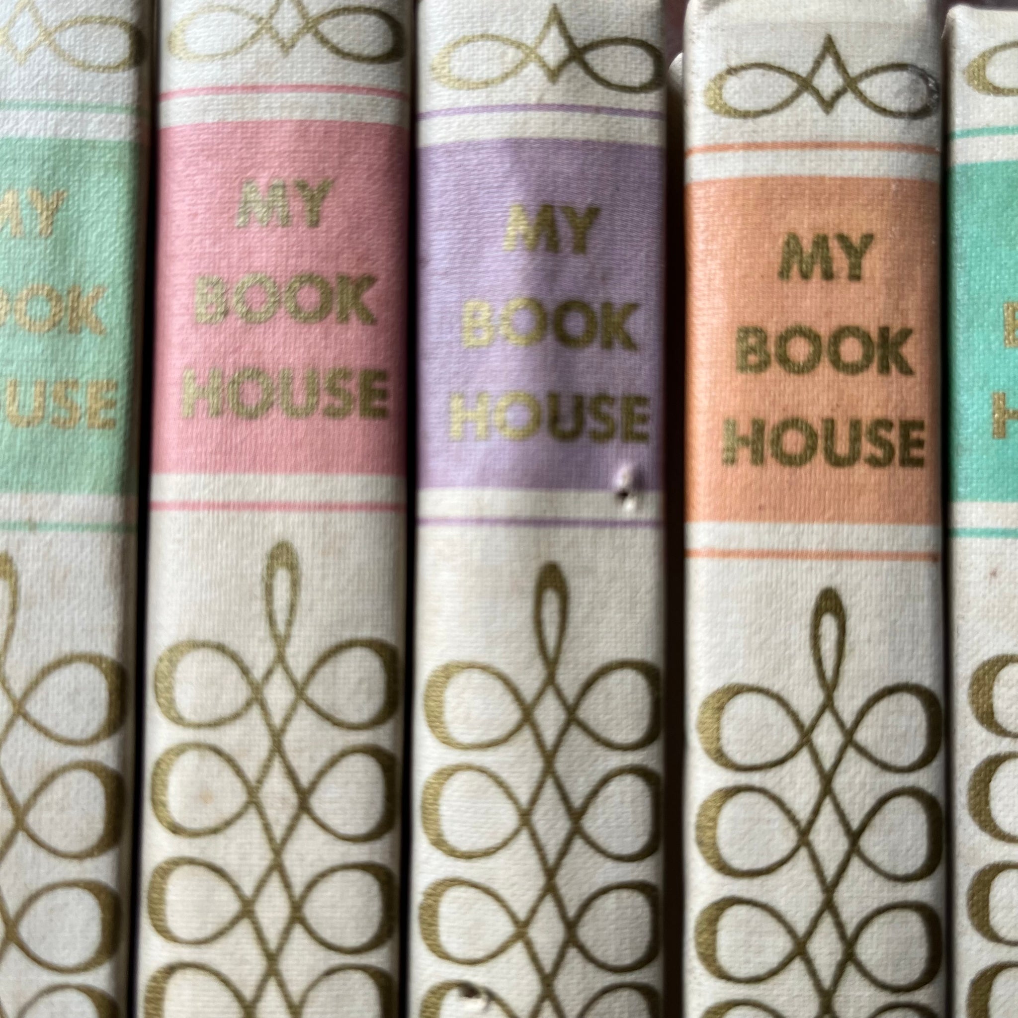 My Book House Book Set Volumes 4 - 12 - Pastel Covers - Log Cabin Vintage