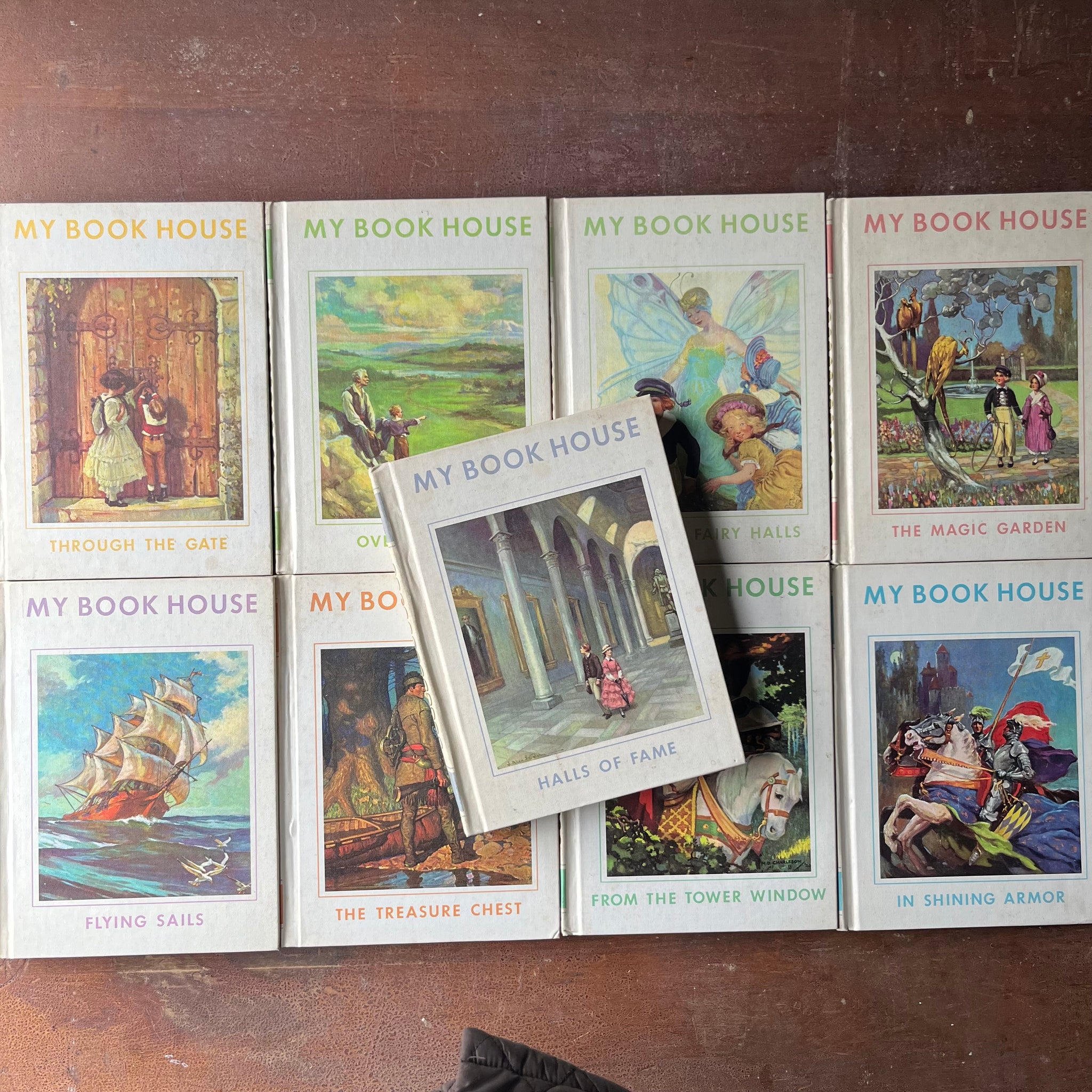 My Book House Book Set Volumes 4 - 12 - Pastel Covers - Log Cabin Vintage