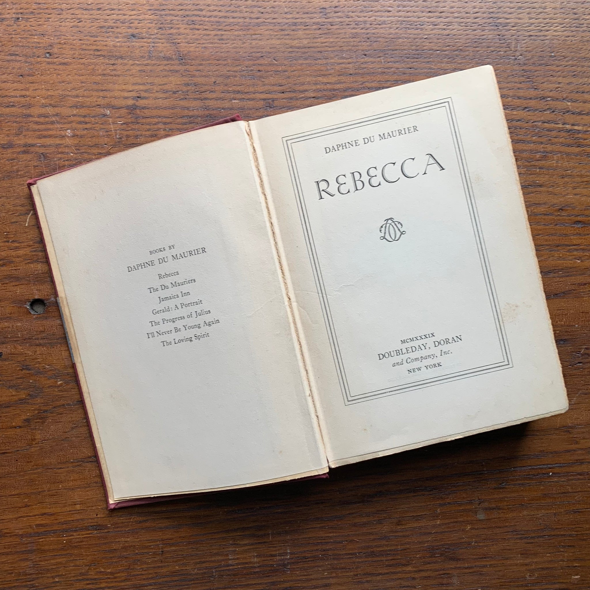 Rebecca by Daphne du Maurier - 1938 First American Edition - Doubleday ...